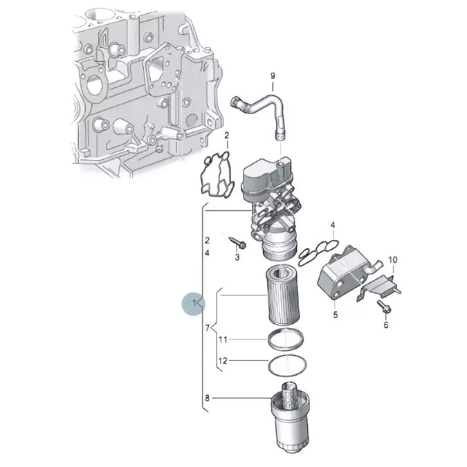Aluminium Oil Filter Housing Assembly - VW Golf R MK6 MK5 GTI / Audi S ...